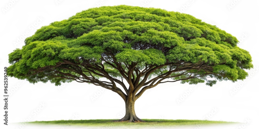 Front view of Sumauma tree with watermark on trunk, Amazon rainforest ...