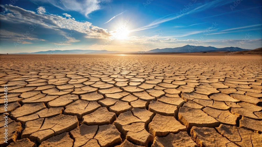 Cracked ground texture in a dry desert landscape, drought, arid ...