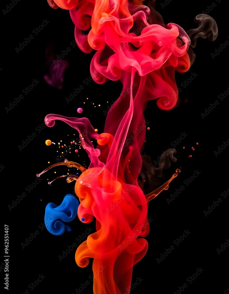 Neon color smoky background . vivid paint splash swirling, mix of ...