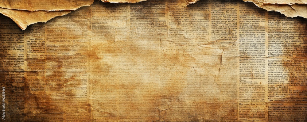 Old aged newspaper paper with a grunge overlay, featuring yellowed ...