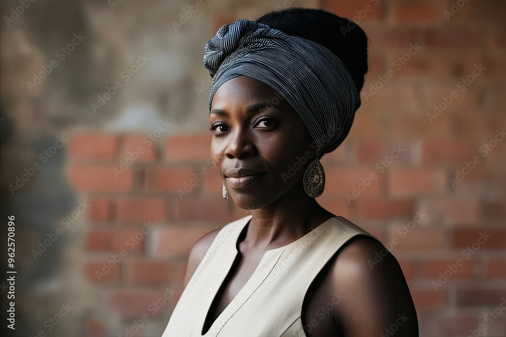 Bold Black Woman in Traditional Head Wrap - A Portrait Celebrating ...