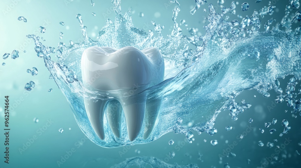 Mouthwash and Mouth Rinse Concept Featuring Isolated White Teeth with ...