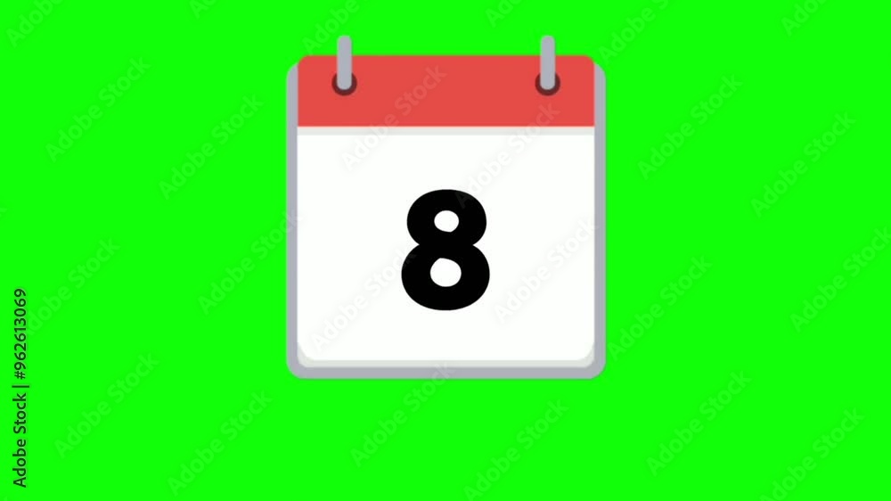 Calendar days counting animation from 1 to 31 on green screen ...