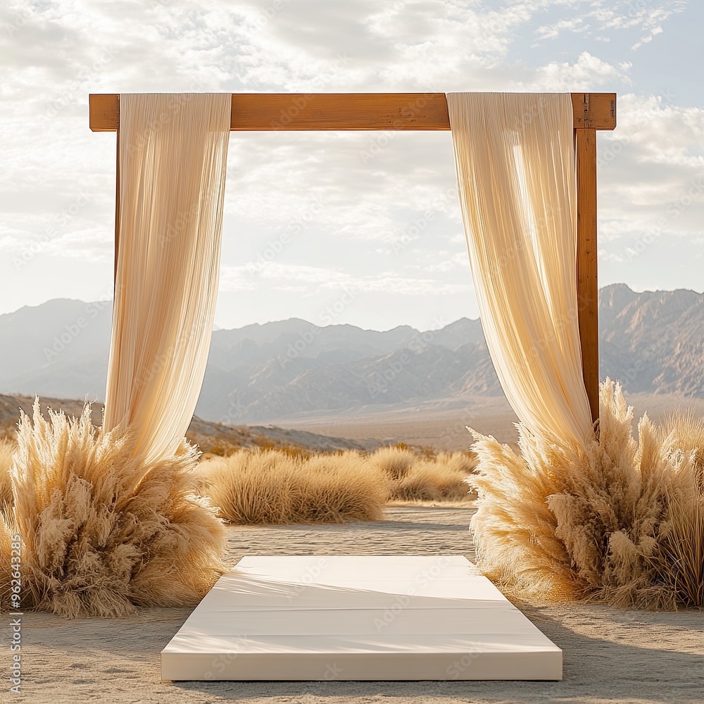 Rustic desert wedding arch with pampas grass, Minimalistic desert ...