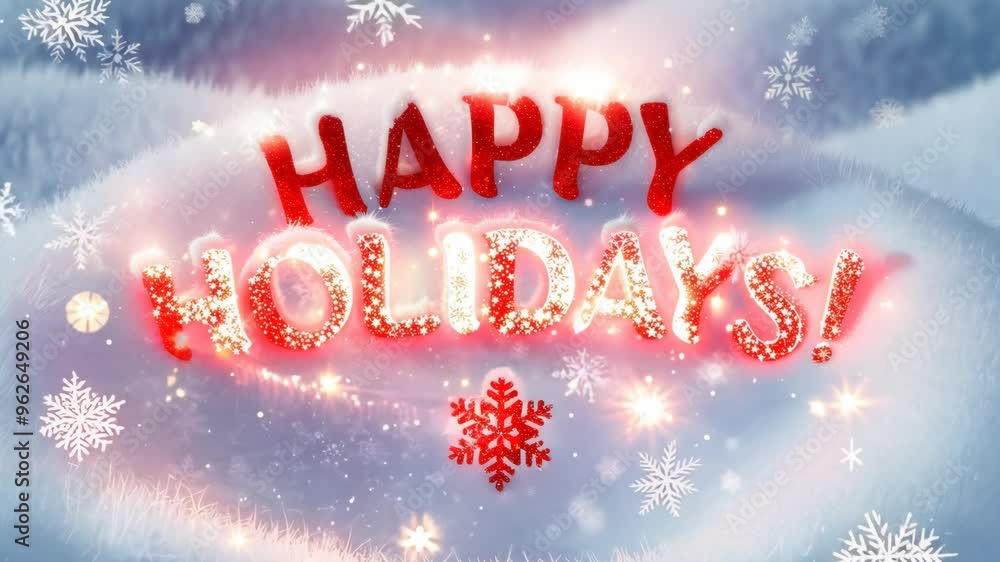 Festive "Happy Holidays!" message glowing against a snowy background ...