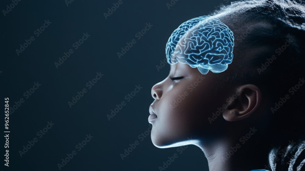 Profile of a child with an illustrated brain overlay, symbolizing ...