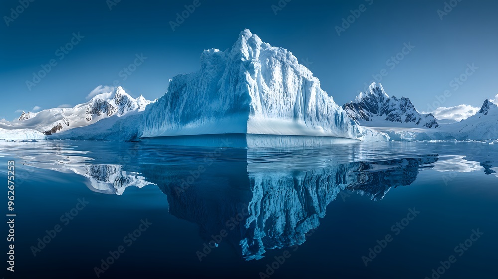 A detailed iceberg with its massive submerged section visible beneath ...