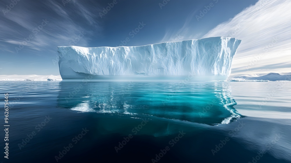 A detailed iceberg with its massive submerged section visible beneath ...