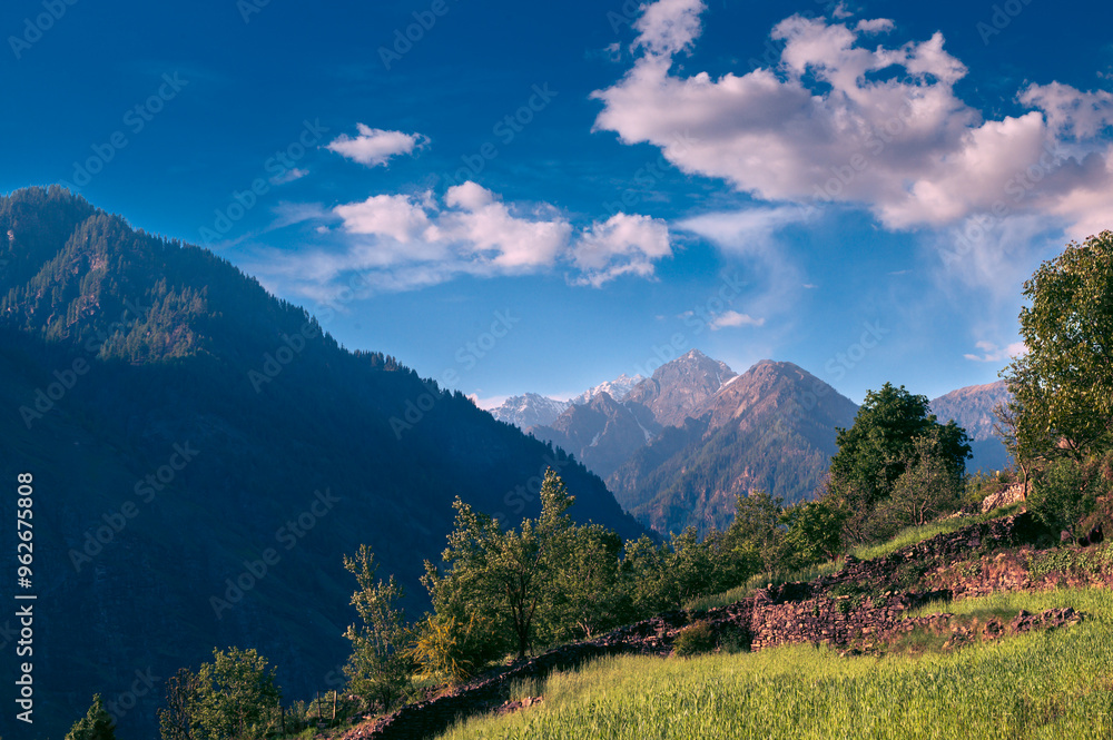 Landscape with sky. Dodra and Kwar are two beautiful scenic villages in ...