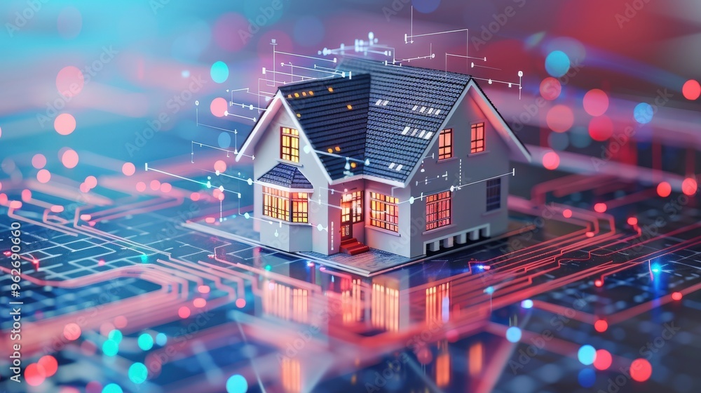 A dynamic image of a smart home system integrating with a home ...