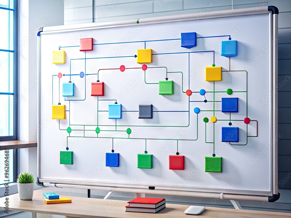 Colorful flowchart illustrating a streamlined organizational workflow ...