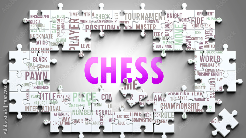 Chess as a complex subject, related to important topics. Pictured as a ...