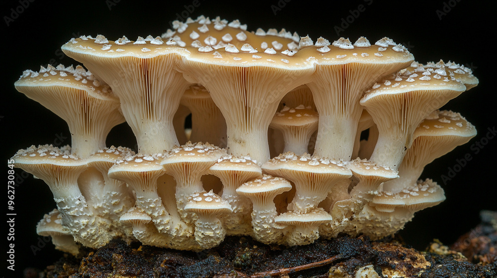 mushroom mycelium showcases its intricate network of white filaments ...