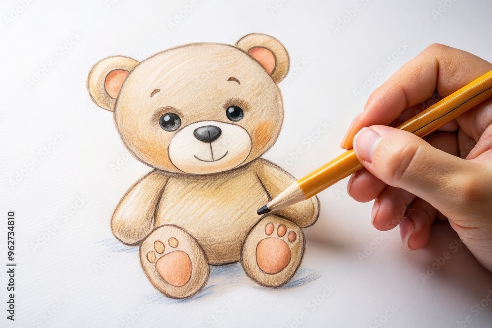 Step-By-Step Guide To Drawing A Cute And Cuddly Teddy Bear On A Blank ...