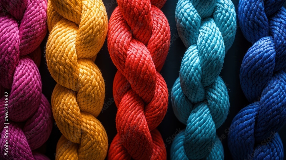 Team rope diverse strength connect partnership together teamwork unity ...