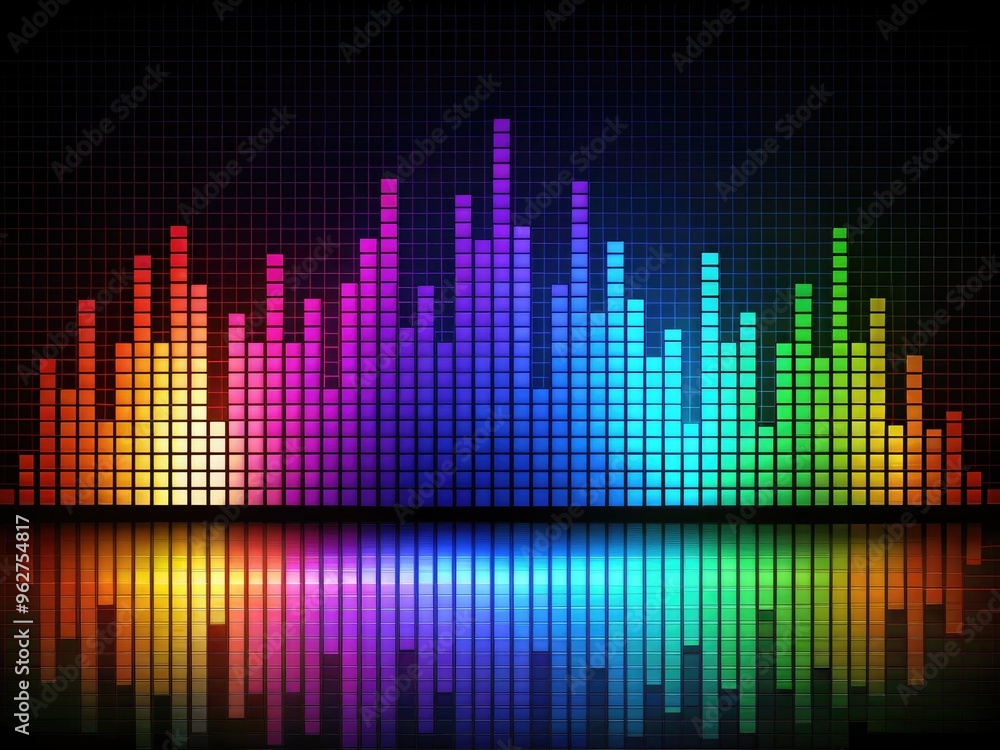 Visual Representation Of Sound Waves In A Music Equalizer, Displaying Multiple Vertical Bars ...