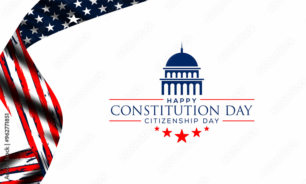 constitution and citizenship day background design with american flag ...