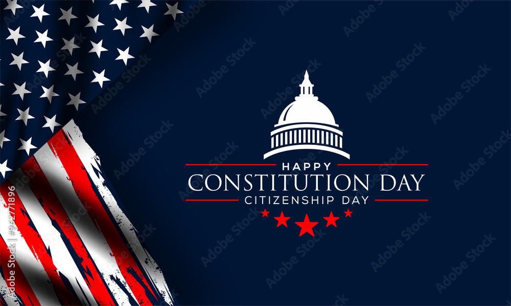 constitution and citizenship day background design with american flag ...