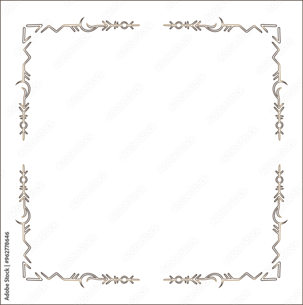 Elegant brown ornamental frame with Viking runes, decorative border ...