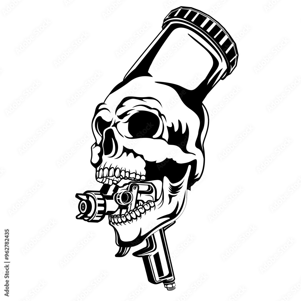 Spray Gun Skull | Human Skull | Spray Gun | Painting Tool | Spray Paint ...