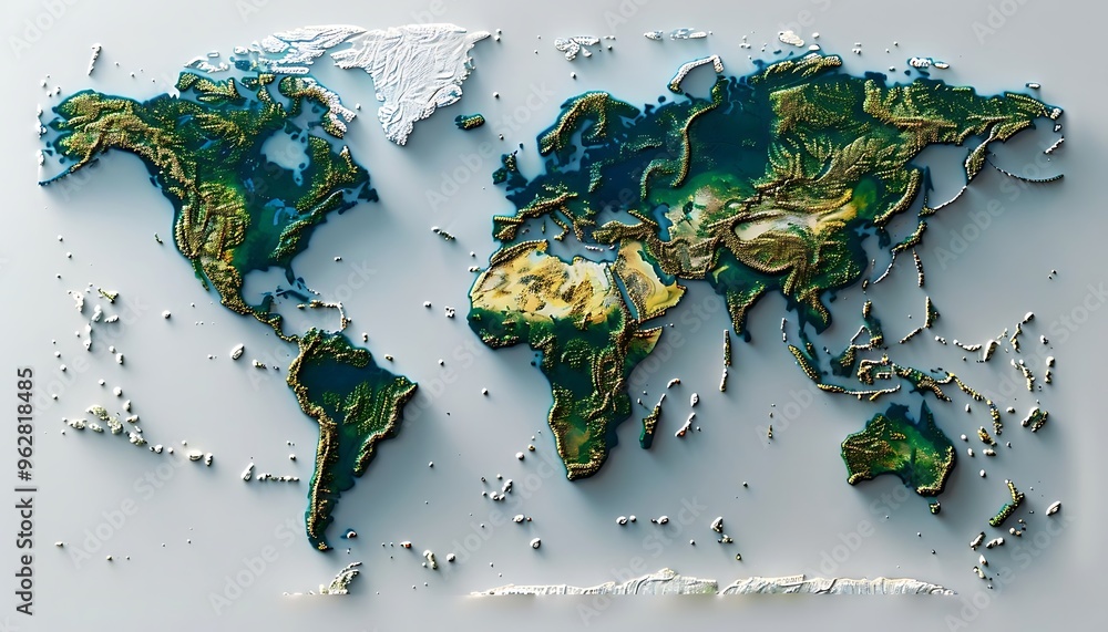 World Map Topography: A detailed and striking 3D rendering of the Earth ...