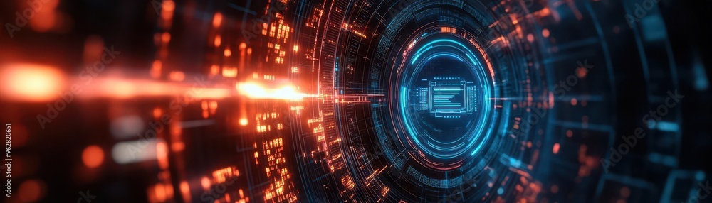 Cyber defense assessment, holographic data patterns, AI-driven security ...