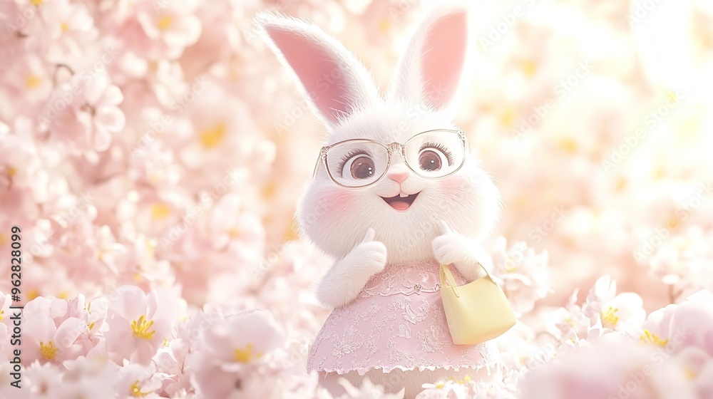 Cute White Fairy Tale Bunny Baby in a Champagne Pink Baroque Princess ...