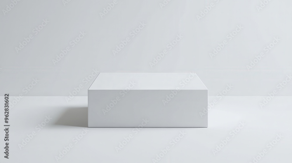 3D white box mockup with smooth surfaces, placed centrally on a white ...