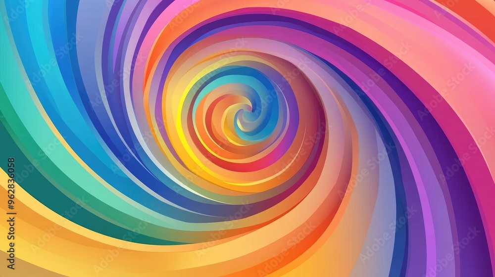Abstract rainbow spiral circle in a vibrant vector illustration, with ...