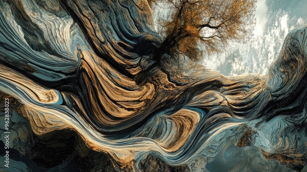 Dynamic abstract symbol of calm and nature therapy, with flowing ...