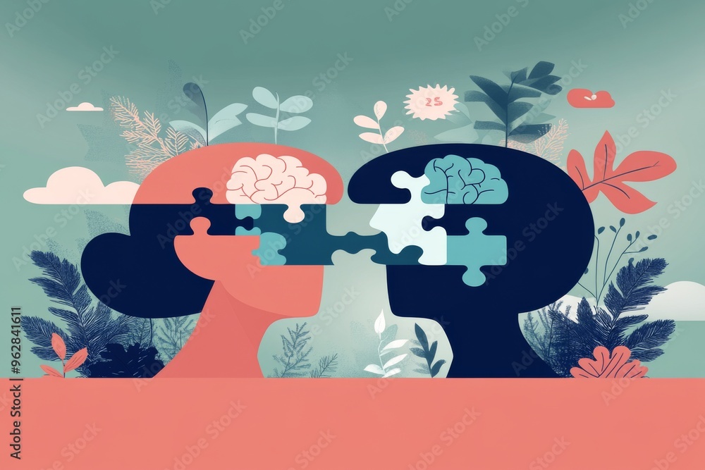 Cognitive augmentation Neural mesh Whimsical cartoon style illustration ...