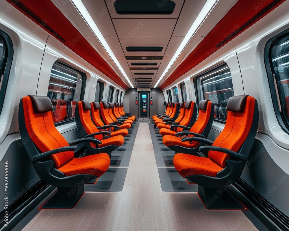 Spacious passenger room on a high-speed train, featuring reclining ...