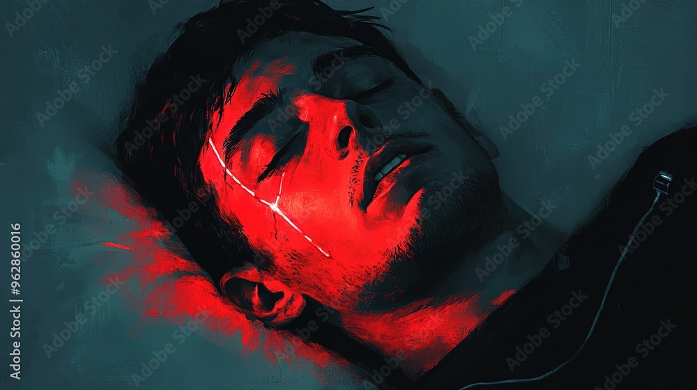 Man in a Coma Lying in Hospital Bed, Surrounded by Medical Equipment ...