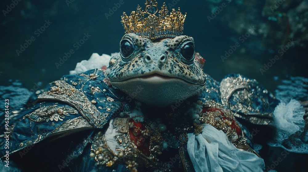 Royal Toad Queen in a Dress and Crown, Standing Next to a Wardrobe ...