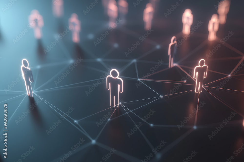 Digital network connecting individuals, representing virtual ...