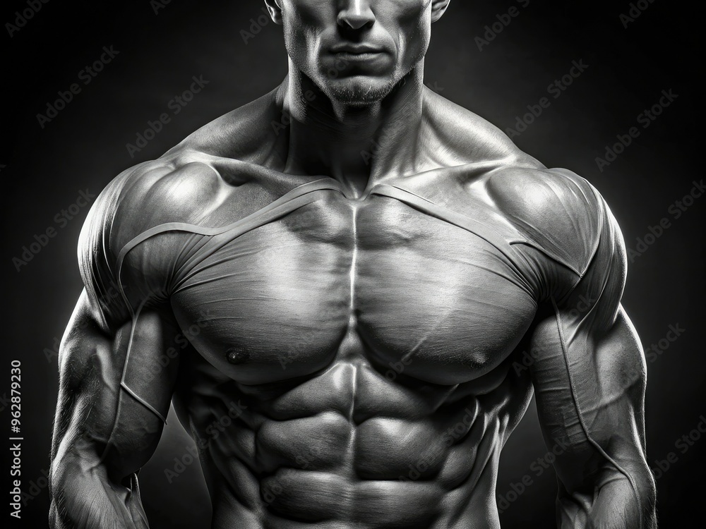 stunning anatomical pectoralis major muscle detail intricate shadows ...