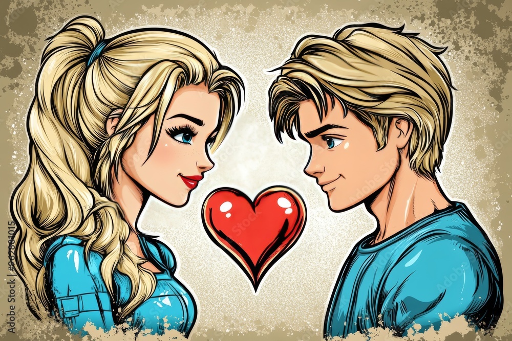 Brain vitality Brain imaging Comic couple facing each other with a ...
