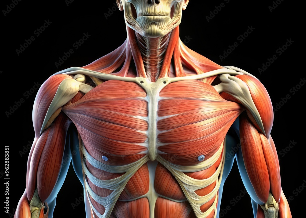 anatomical detailed pectoralis major muscle study scientific accurate ...
