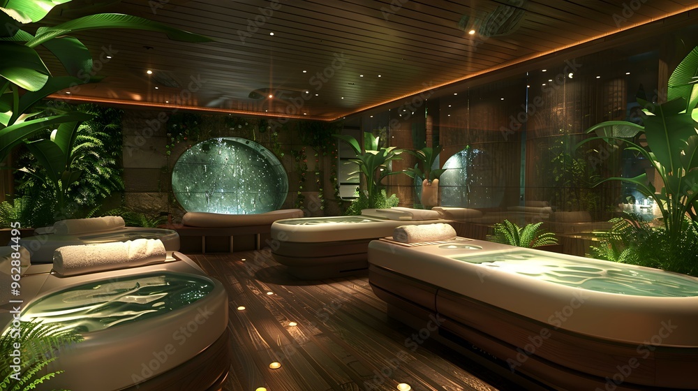 Luxury Spa Interior Design with Tropical Plants and Water Features ...