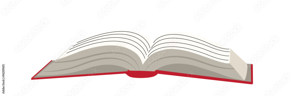 Open book with red cover. Opened notebook side view mockup. Knowledge ...