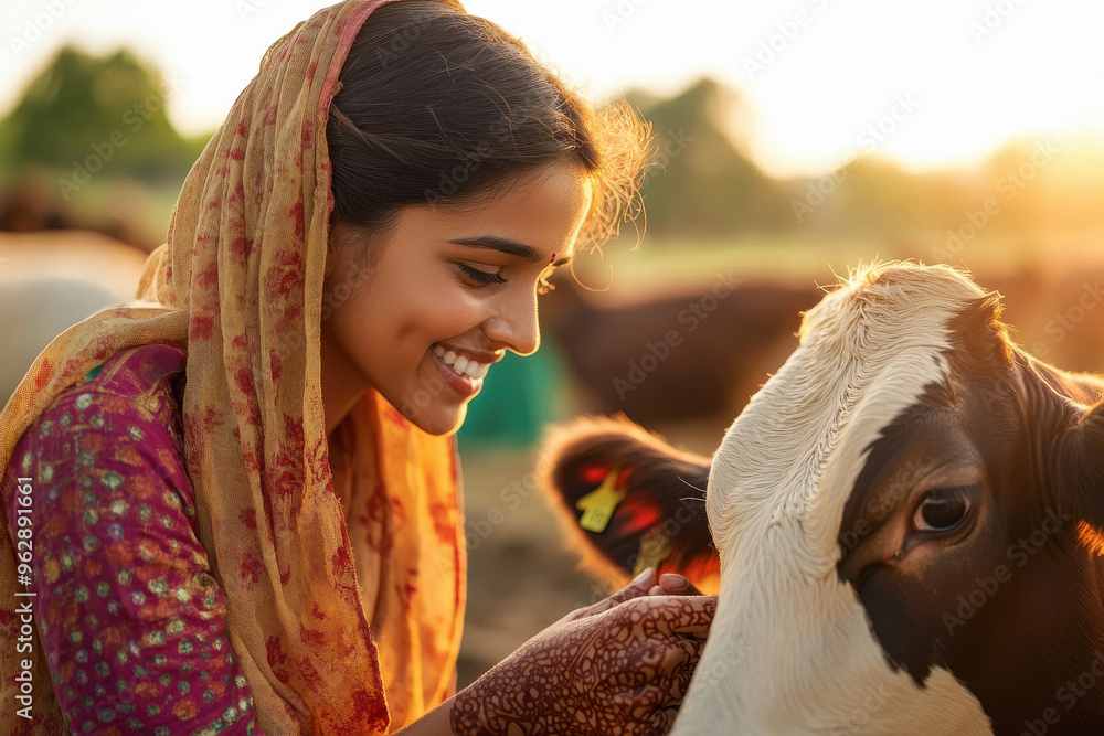 indian hardworking young beautiful female indian farmer interacting ...