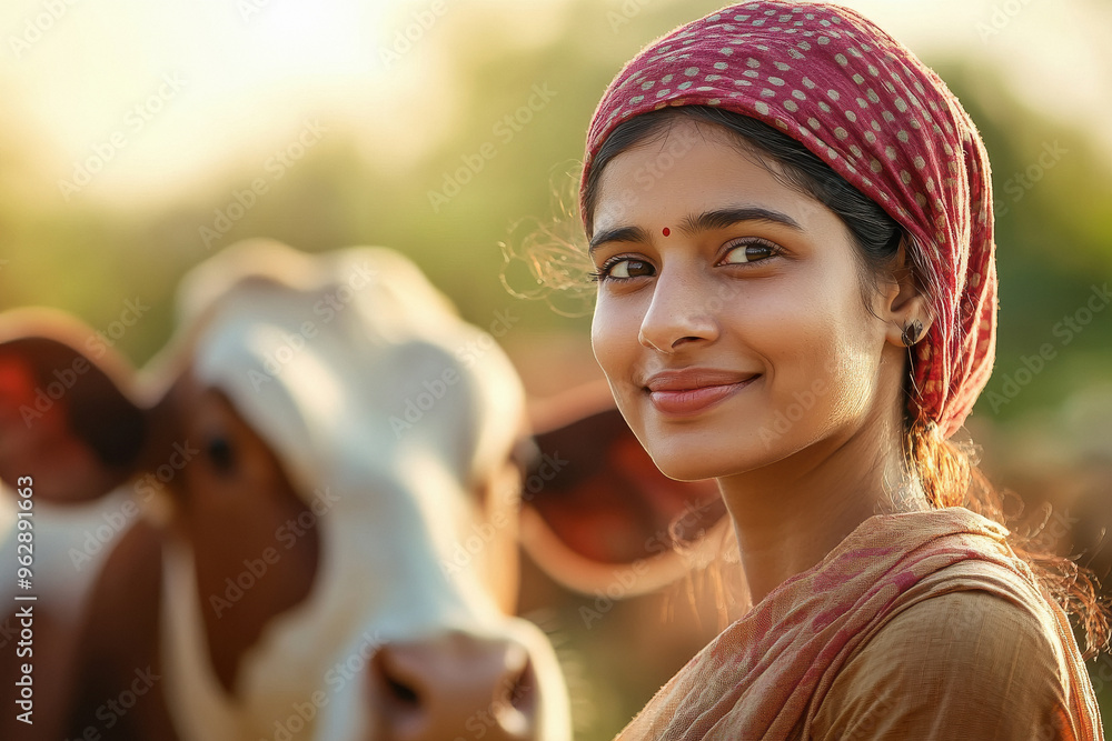 indian hardworking young beautiful female indian farmer interacting ...