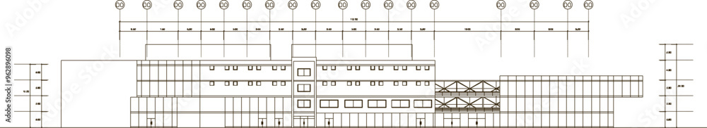 Vector sketch illustration of an architectural engineering design ...