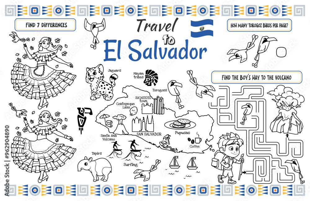 A fun placemat for kids. Printable “Travel to El Salvador” activity ...