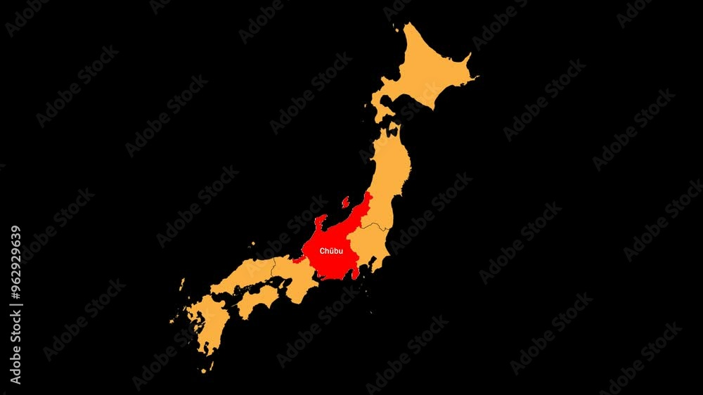 Chubu map animated video. Location is highlighted on the Japan map ...