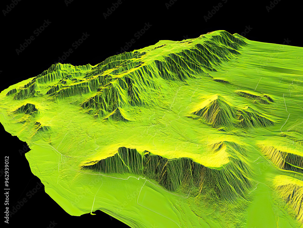 Technical aerial visual, 3D LiDAR GIS aerial map satellite scan model ...