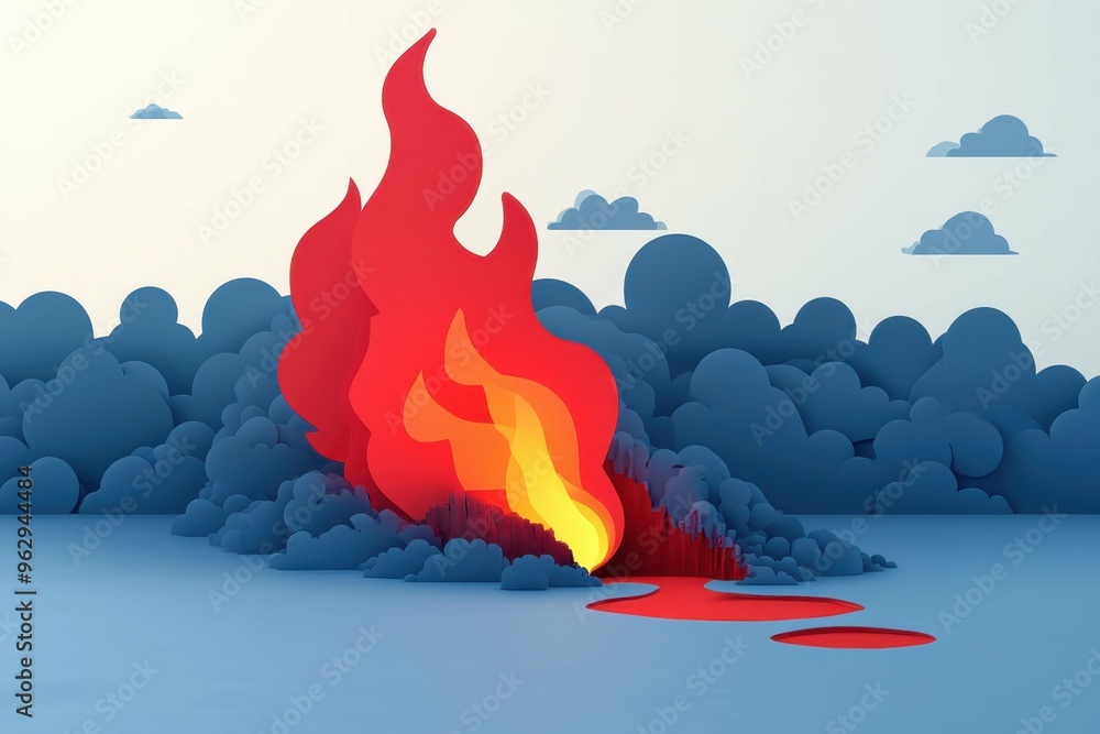 A minimalist graphic of a gas flame emerging from underground ...