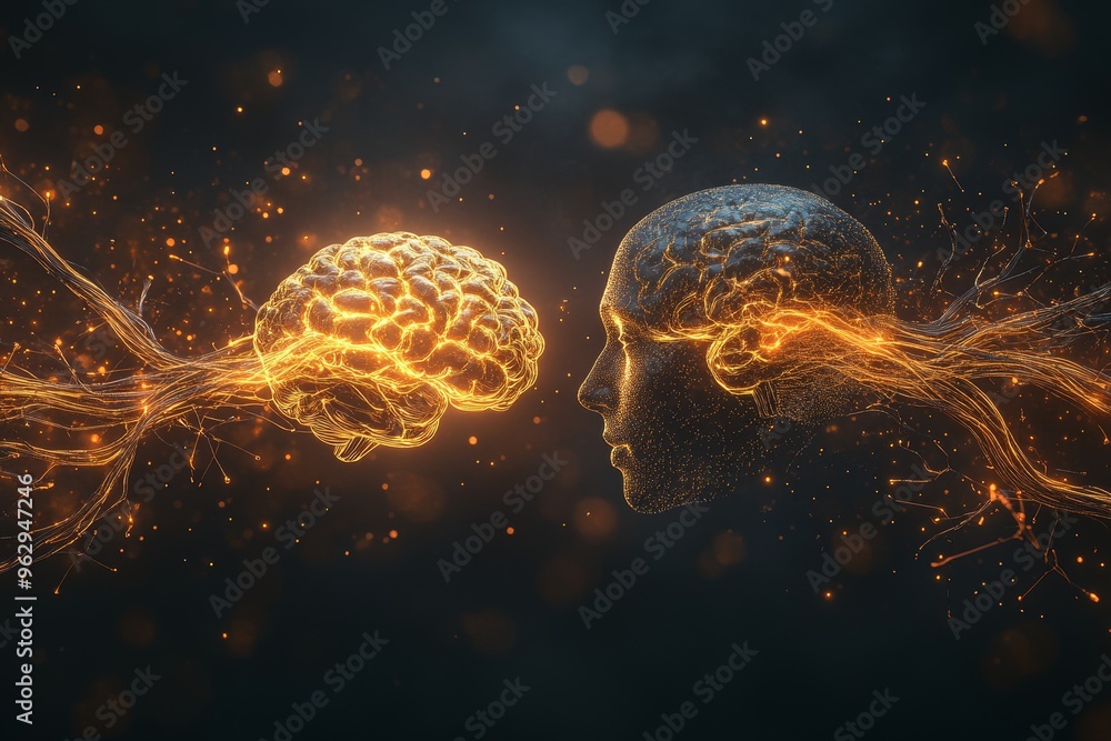 Neuroscience Cerebellum Fiery neural connections between two heads ...
