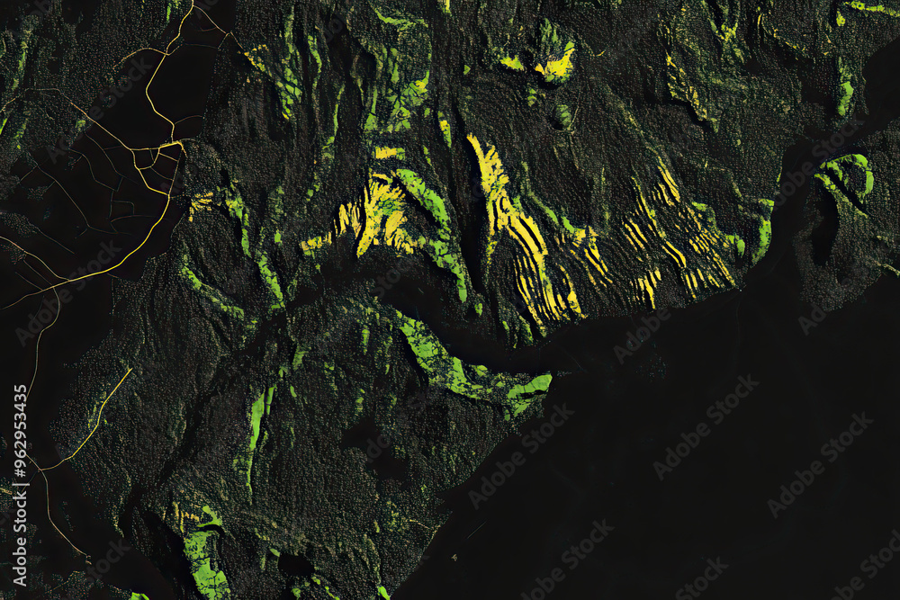 Technical aerial visual, 3D LiDAR GIS aerial map satellite scan model ...