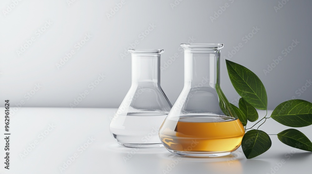 Minimalist lab equipment with test tubes on a clean background ...